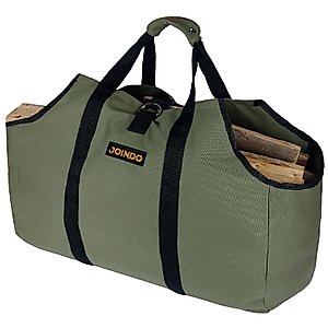 JOINDO Water Resistant Canvas Firewood Log Carrier, Heavy Duty Log Tote Bag For Camping, Wood Carrying Bag for Barbecue