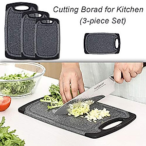 Set) Board PP Hanging Set Kitchen Non-slip(3-piece Black Grooved Cutting Patio & Garden Baby Food Cooker