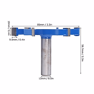 CNC Spoilboard Surfacing Router Bit, 6 Wings 1/2" Shank CNC Router Slotting Bits for Mortise Joint, Finger Joint, Acoustic Panels - 85mm Cutting Dia