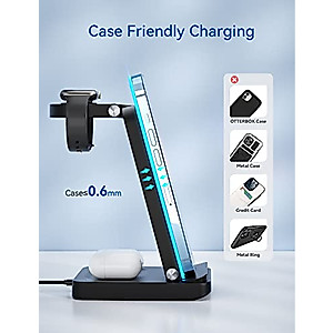 ELEGRP Wireless Charging Station, 3 in 1 Wireless Charger, Foldable Compact Size for iPhone 14/13/12/11/Pro/Max/SE/8 and Android Samsung and Pixel Phone, iWatch and Airpods (with 18w Adapter)