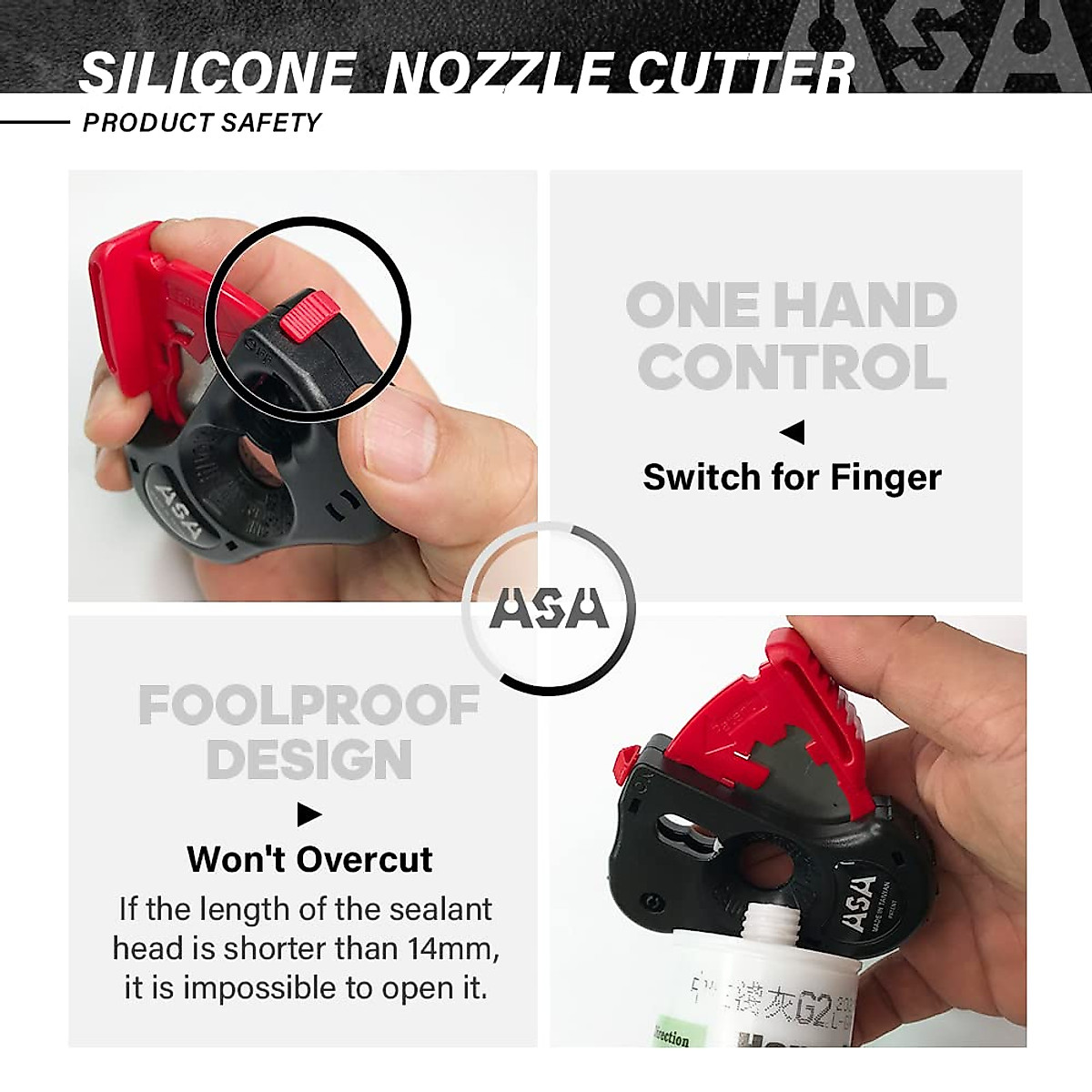 Stainless Steel Blade,ASA Silicone Cartridge Tip Cutter,Sealant Nozzle Cutter,Silicone Caulking Tube Snips,Caulk Opener,Acid-Resistant utility knife,Caulking Gun Accessories,Adhesive Accelerators