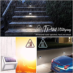 Outdoor Solar Lights for Deck 16 Pack JACKYLED Solar Deck Lights Stainless Steel Solar Lights Outdoor Waterproof Dust to Dawn Solar Outdoor Lights for Fences Steps Path Patio Walkway Garden Cool White