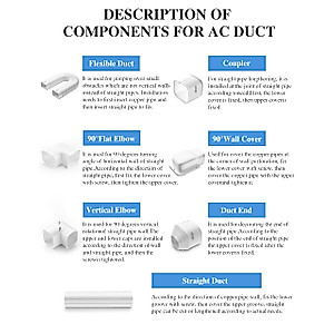 WEETALL 9 Ft Cover for AC Lines with Flexible Duct, Decorative Upgrade PP 3 Inch Line Set Cover for Ductless Mini Split Air Conditioner, Full Set Suitable for Heat Pumps Indoor & Outdoor