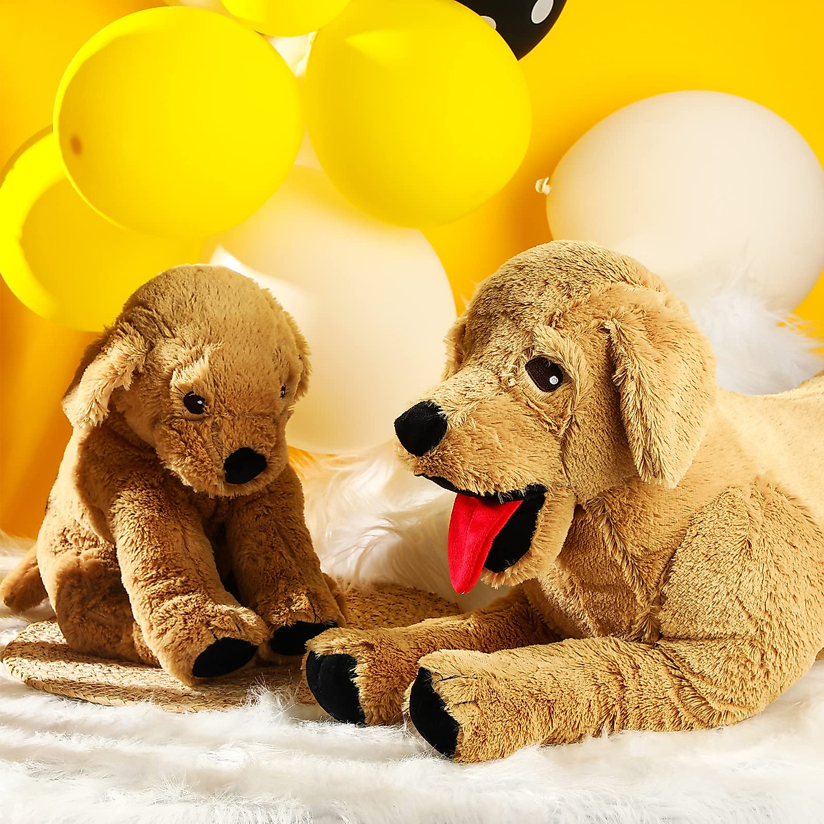 2 Pcs Dog Stuffed Animals Plush, Soft Cuddly Golden Retriever Plush Toys Large Stuffed Dog Toy Stuffed Animals Puppy Dog Toys for Birthday Party, Mother's Day,27.6 Inch and 13.8 Inch(Composite Style)