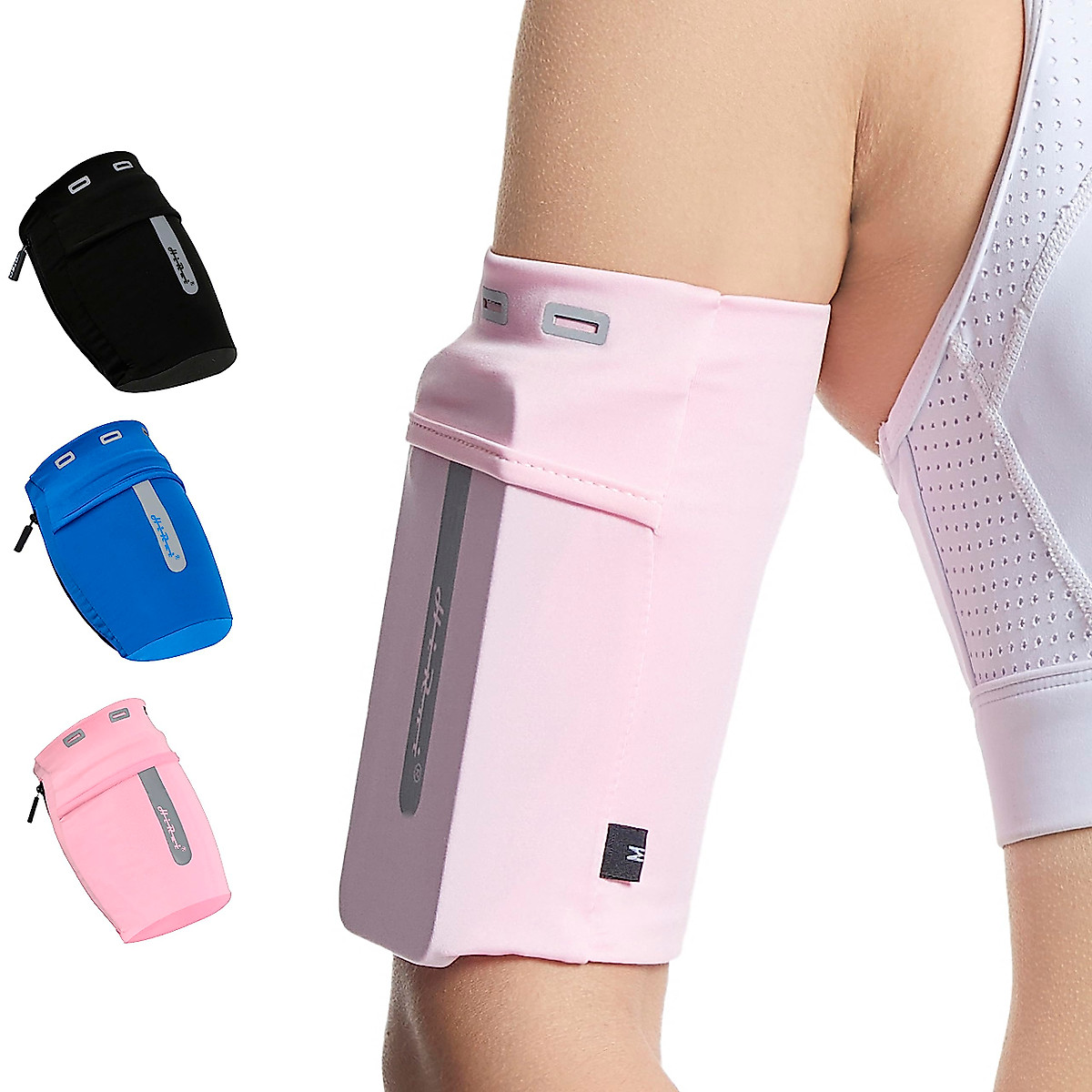 HiRui Running Armband Sleeve Universal Sports Armband Cell Phone Holder Armband for Exercise Workout, Compatible with iPhone 15/14/13/Plus/Pro Samsung Galaxy All Phones (L, Pink)