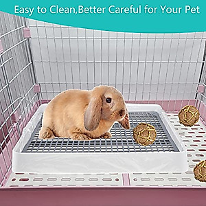 Vehomy Rabbit Guinea Pig Litter Box Small Pet Litter Pan Toilet Potty for Bunny Ferret Hamster Rabbit Toilet with 10pcs Disposable Pet Litter Tray Bags 3pcs Rabbit Coir Chewing Toys and a Brush