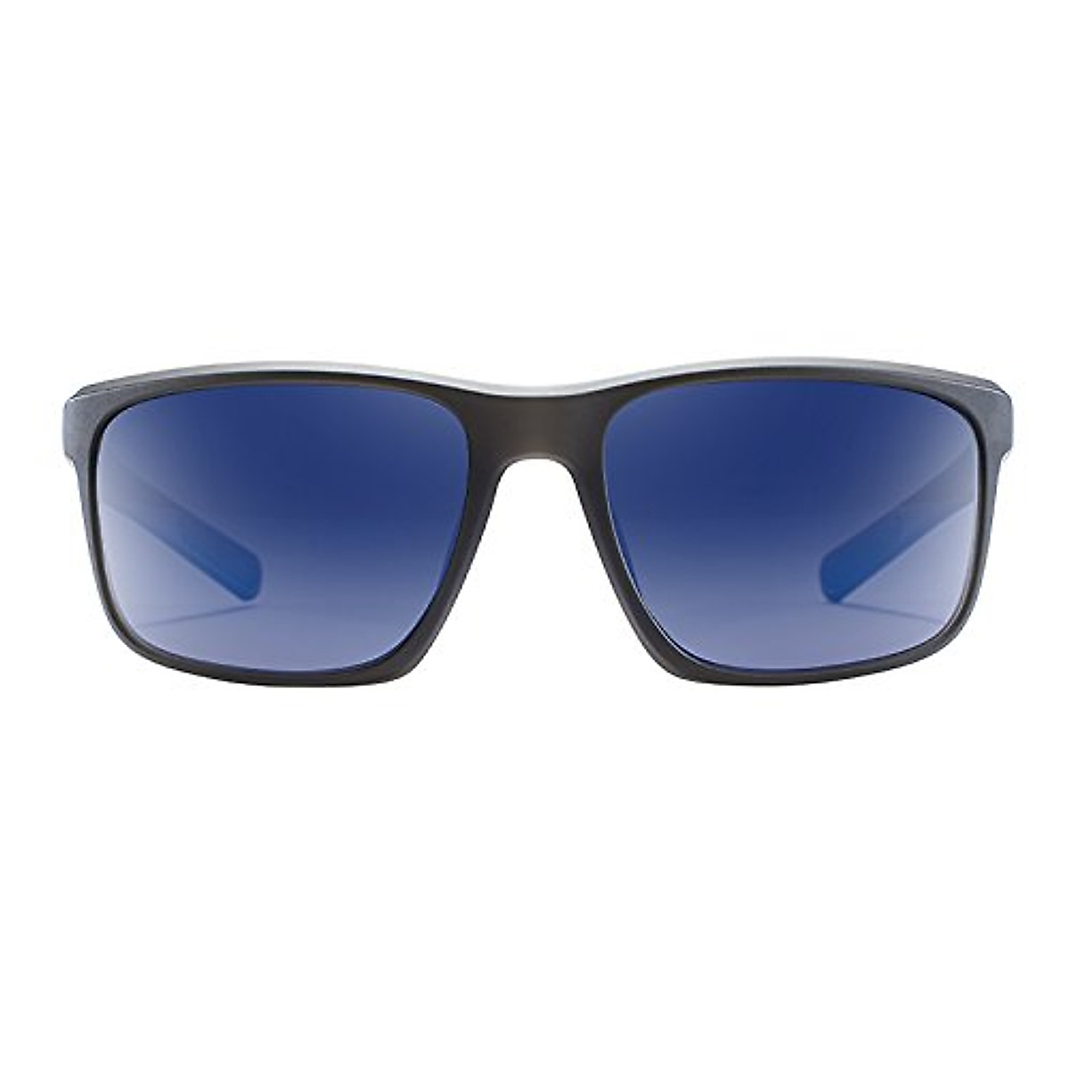 Native Eyewear Wells Polarized Rectangular Sunglasses, Matte Black Crystal/Blue Reflex, 58 mm