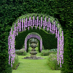 Letime 12 Pack Wisteria Hanging Flowers Artificial Decorations, 3.7 Feet/Piece Artificial Wisteria Flower Garland for Backdrop, Wedding Flowers for Home Party Garden, Red Purple