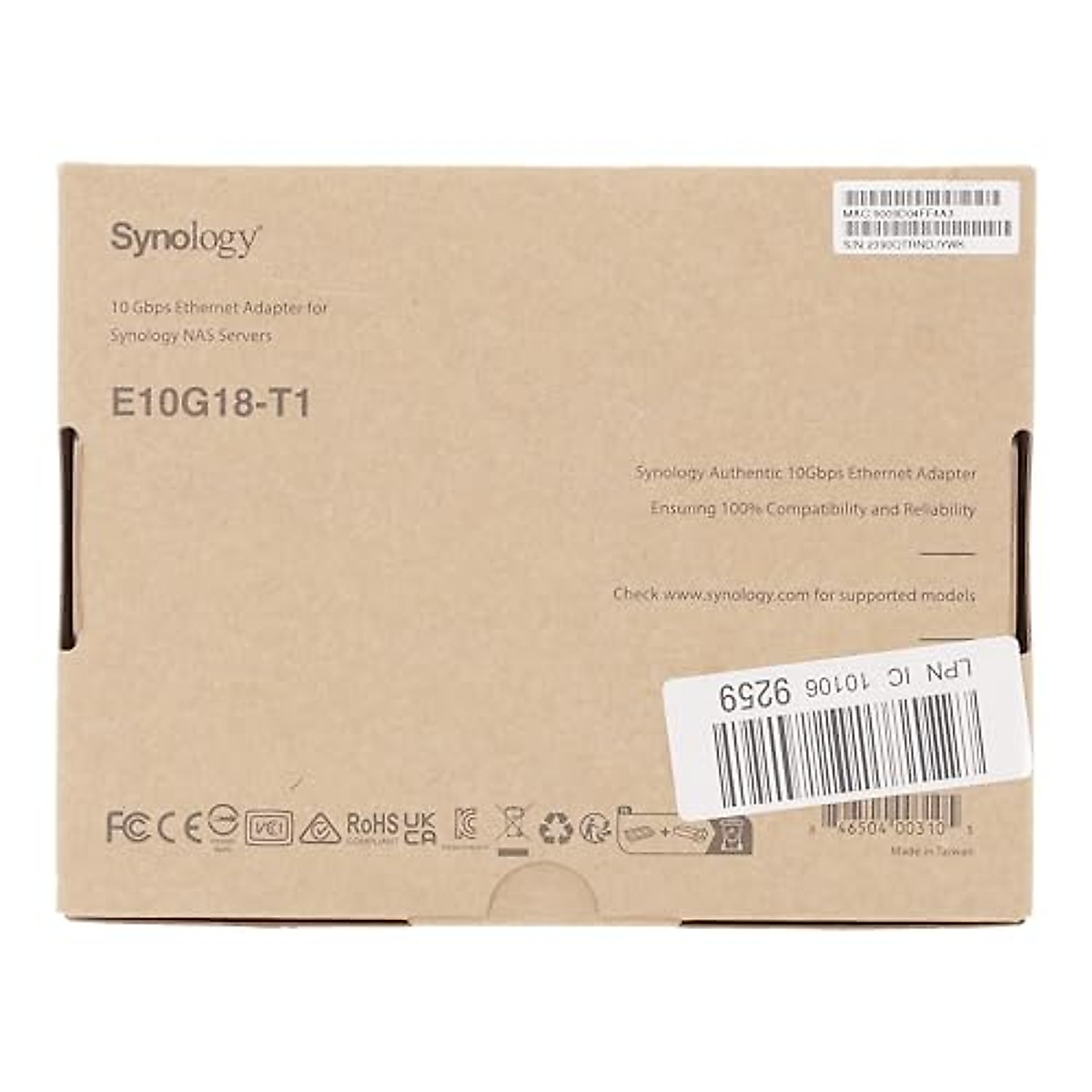 Synology 10Gb Ethernet Adapter 1 RJ45 Port (E10G18-T1)