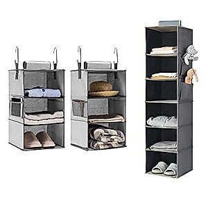 YOUDENOVA 6-Shelf Hanging Closet Organizer & Two 3-Shelf Separable Closet Hanging Shelves