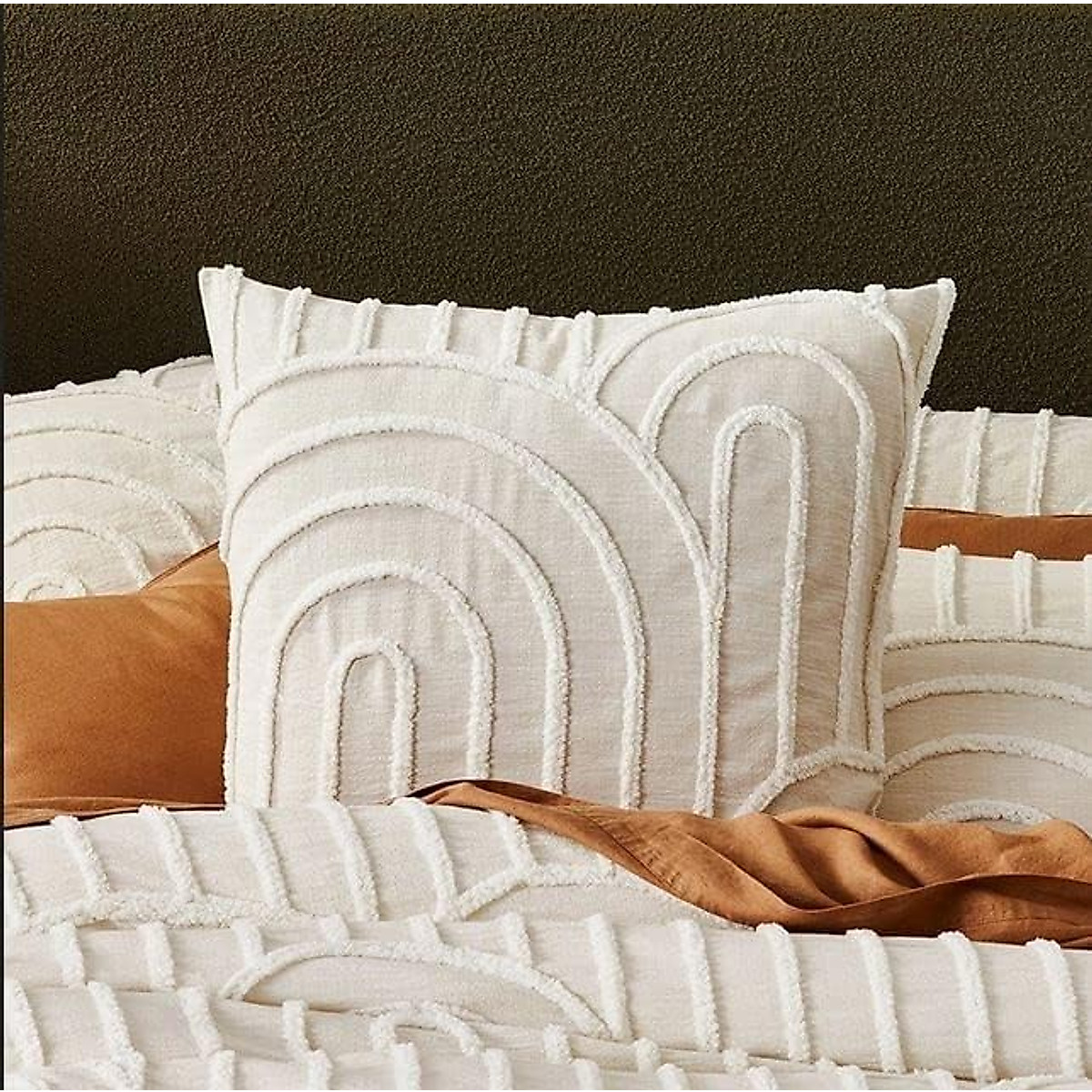 HandloomBazzar 100% Cotton Hand Tufted Textured Duvet Cover Boho Bedding Comforter Cover Set of 3 Pieces with Corner Ties & Zip Closures (Off White/Creame (Design 1), King 90"" x 104""), HBDVT001