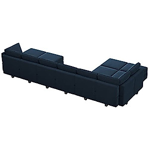 Belffin Oversized Modular Sectional Sofa U Shaped Sectional Couch with Reversible Double Chaises Velvet Modular Sectional Sleeper Sofa with Storage Blue