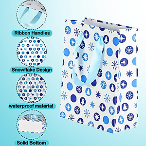 SPERPAND 24 Pack Small Christmas Gift Bags with Tissue Paper, 8.7"x6.3"x3.1", Blue and White Xmas Gift Bags Bulk with Handles for Christmas, Birthday Parties, Gift Wrapping