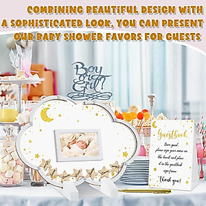 Kosiz Large Baby Shower Guest Book Alternatives Baby Shower Decorations with Wooden Hearts for 60 Guests Baby Shower Sign Picture Frame Pregnancy Keepsake for Soon to Be Moms(Cloud)