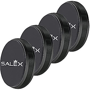 SALEX Magnetic Phone Mount 4 Pack. Black Flat Cell Phone Holder for Car Dashboard, Wall, Truck. Universal Stick on iPad Wall Magnet Mount Kit for Tablets, Smartphones. Magnetic Car Mount for iPhone