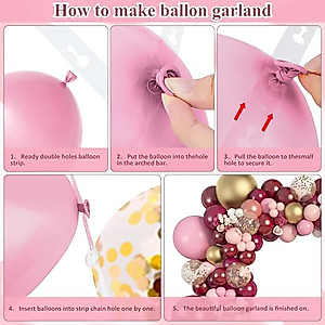 Amandir 162Pcs Burgundy Pink Balloons Garland Arch Kit, Light Pink Gold White Balloons Confetti Latex Metallic Balloons for Mom Birthday Baby Shower Wedding Mother's Day Party Decorations Supplies