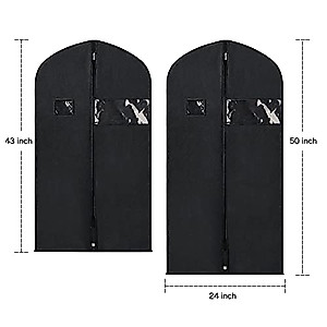 Zilink Garment Bag Suit Bags for Storage and Travel 43"/50" Suit Cover for Closet with ID Card Holder for Suit T-Shirt Coat Jacket Dresses (Set of 5)