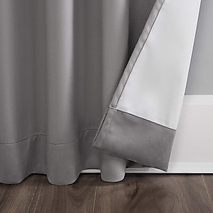 Sun Zero Hampshire Velvet Noise Reducing Thermal Extreme Total Blackout Back Tab Curtain Panel, 50" x 108", Gray
