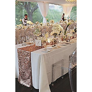 Sequin Table Runners Rose Gold- 12 X 108 Inch Glitter Rose Gold Table Runner-Rose Gold Party Supplies Fabric Decorations for Holiday Wedding Birthday