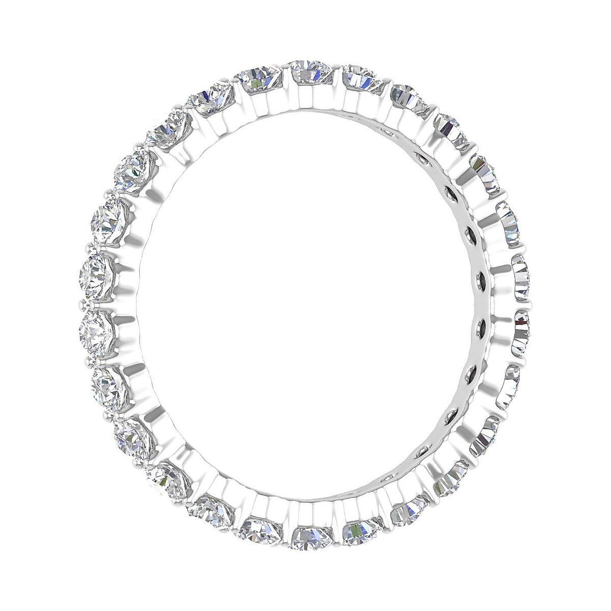 1.05 Carat Prong Set Diamond Eternity Ring Band in 14K White Gold (Ring Size 7.5) (SI1-SI2 Clarity)