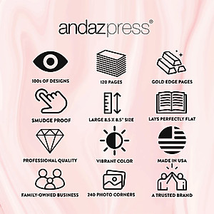 Andaz Press Personalized Bar/Bat Mitzvah Guest Book with Gold Accents, Custom Minimal Script 120 Pages 8.5"x8.5" Hard Cover Photo Album for Girls or Boys, Jewish Birthday Party Decorations, 1-Pack