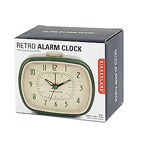 Kikkerland Battery Operated Retro Vintage Style Desktop Nightstand Bedside Office Classic Simple Alarm Clock, Beeping Alarm, Glow in Dark Hands, in Green
