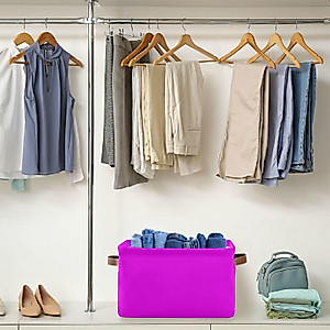 Storage Basket Fuchsia Purple Red Fabric Storage Organizer Box Bin for Shelf Closet Nursery Laundry, Large Collapsible Cube Baskets with Handles 2 Pack