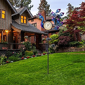 MUMTOP Outdoor Thermometers for Patio - Solar Peacock Outdoor Thermometer with Garden Stake for Home and Garden Decor