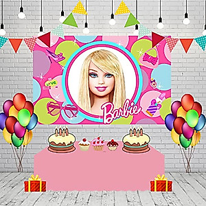 Pink Backdrops for Barbie Birthday Party Decorations Supplies Barbie Baby Shower Photo Background for Girl Lady Birthday Party Cake Table Decorations Barbie Birthday Banner 5x3ft