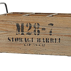 Deco 79 Wood 6 Bottle Wine Holder with Handles, 16" x 9" x 8", Brown