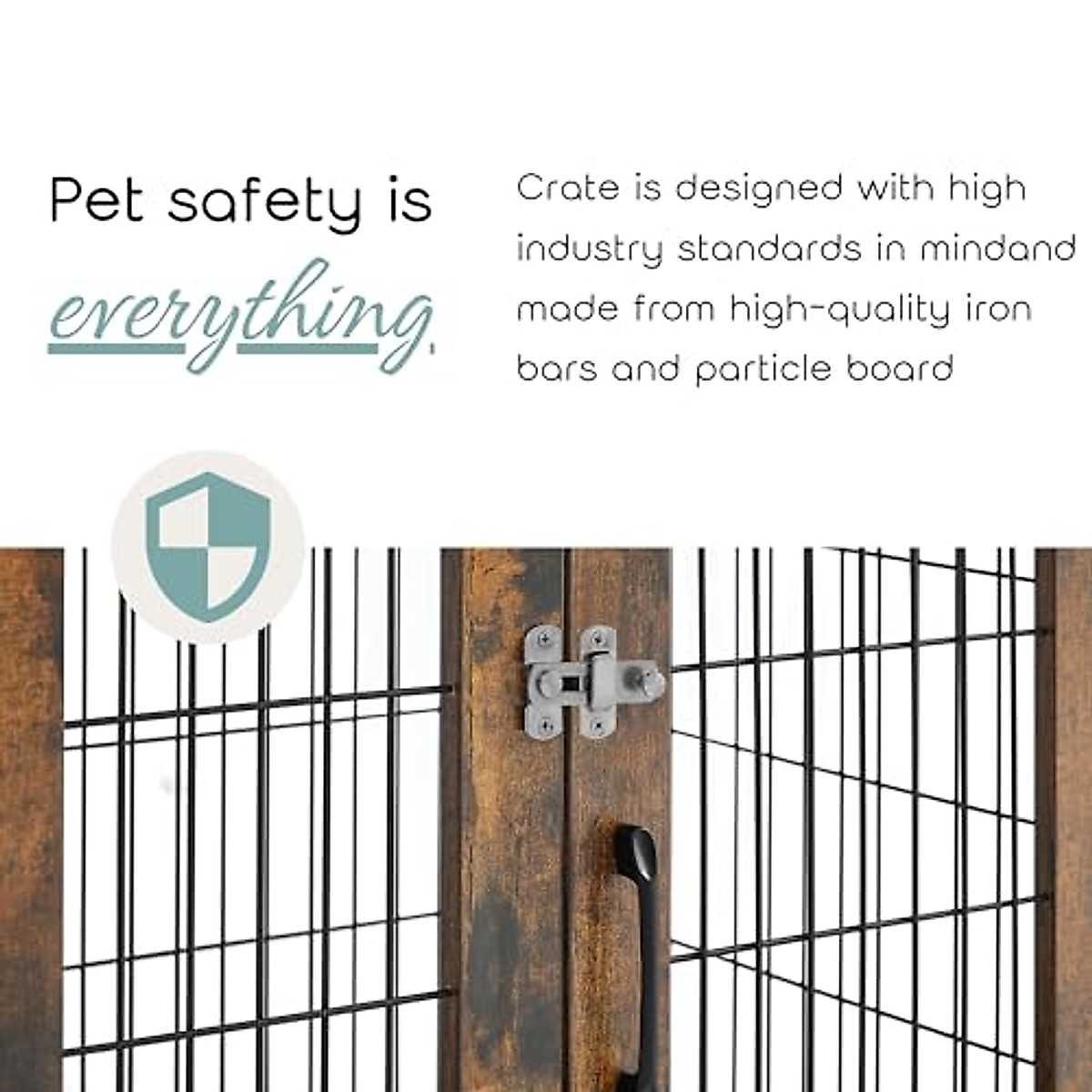 DOSSMBOLA 30'' Medium Dog Crate Furniture for Medium Small Dogs, Wooden Dog Kennel Dog Crate with Storage Drawer, End Table Dog Cage - Brown