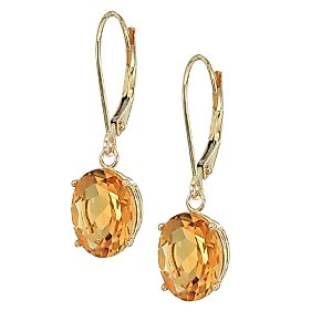 Amazon Essentials 14k Yellow Gold Oval March Aquamarine Dangle Earrings for Women, Aquamarine 8x10mm Leverback Earrings - Hypoallergenic, Nickel-Free, Elegant Gift for All Occasions ,(previously Amazon Collection)