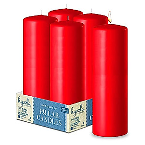 Hyoola Red Pillar Candles 2x8 Inch - 4 Pack Unscented Pillar Candles - European Made