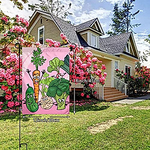 Funny Cartoon Vegetables Garden Flags Premium Food Cute Art Painting Yard Flag Holiday Party Flag Outdoor Farmhouse Decor Home Porch Flags 12 x 18inch