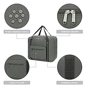 For Allegiant Airlines Personal Item Bag 7x15x16 Foldable Travel Duffel Bag Tote Carry on Luggage for Women and Men (Grey)