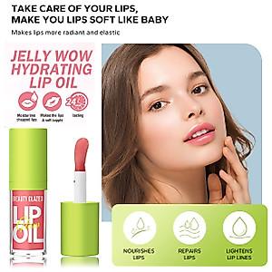 Beauty Glazed Big Brush Head Lip Oil, Ultra-Hydrating & Nourishing, Smooth Glossy Finish Lip Glow Oil, Shiny and Vegan Tinted Lip Gloss, Non-Sticky Formula (101# MEET, 1)