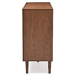 Baxton Furniture Studios Harlow Mid-Century Wood 6 Drawer Storage Dresser, Medium, White and Walnut