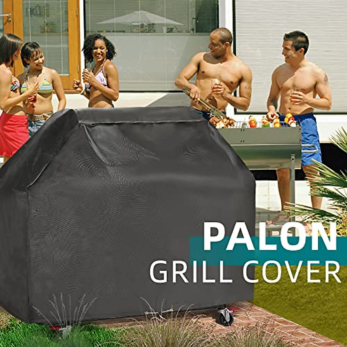 PALON Waterproof BBQ Grill Cover 72-Inch, Heavy Duty Outdoor Gas Grill Covers, with Drawstring Barbecue Covers for Weber Char-Broil Brinkmann Nexgrill and More, All Weather Barbecue Grills Protector