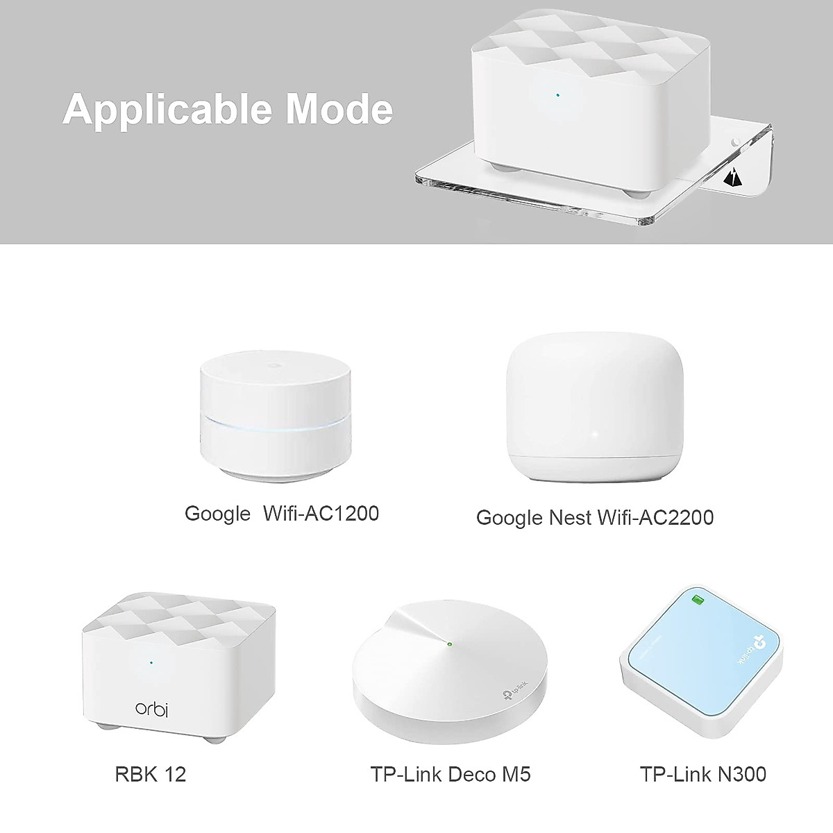 TXEsign Mesh WiFi Router Shelf, Acrylic Small Wall Shelf for Orbi Mesh WiFi Router, Google Nest WiFi, Speaker, Clock, Monitor Action Figure (6.69X5.51 Inch) (5.51X6.69 Inch)