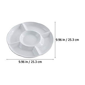 DOITOOL Divided Serving Dish Plastic Melamine Round Relish Platter Tray Appetizer Compartment Bowl for Chips Dip Veggies Candy Snacks