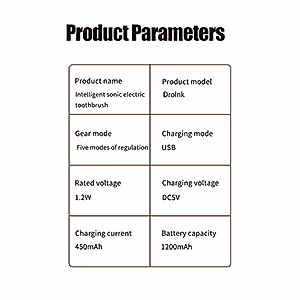 Dorlnk Electric Toothbrush 5 Modes 3 Brush Heads Convenient Rechargeable USB Fast Charge Toothbrushes ,1200mAh Battery Last for 60 Days Smart Electric Toothbrushes for Adults and Kids