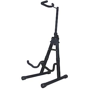 GLEAM Guitar Stand - Stable for Pet Owners and Children at Home Folding Acoustic Electric Classic Guitars Bass and Banjo Stand Adjust Height from 13'' to 25'' with Neck Holder Black