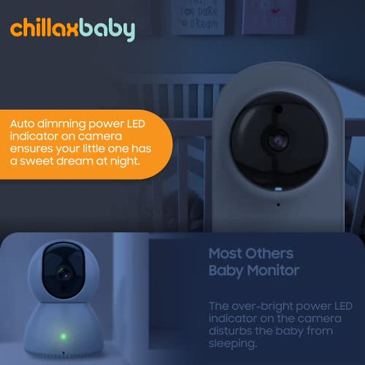 Chillax Daily Baby DM640 - WiFi Baby Monitor with Camera & Control Unit, 4.3" Screen, HD Camera, Privacy Protection Switch, WiFi Remote Streaming, 2-Way Audio, Night Vision - Powered by 5GenCare