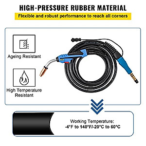 VEVOR Mig Welding Gun 250Amp 15Ft, fit for Torch Welder Gun Miller Welding Gun M-25 Welding Torch Stinger Replacement fit for Miller M-25 Part Number 169598 fit 0.030"-0.035" Wire