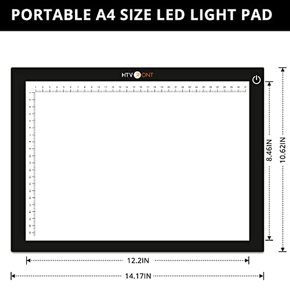 HTVRONT Portable A4 Led Bright Light Pad, Ultra-Thin & Adjustable Luminosity Light Board, USB Powered Black Light Box for Tracing, Weeding Vinyl, Weeding Tool, Diamond Painting, Sketching