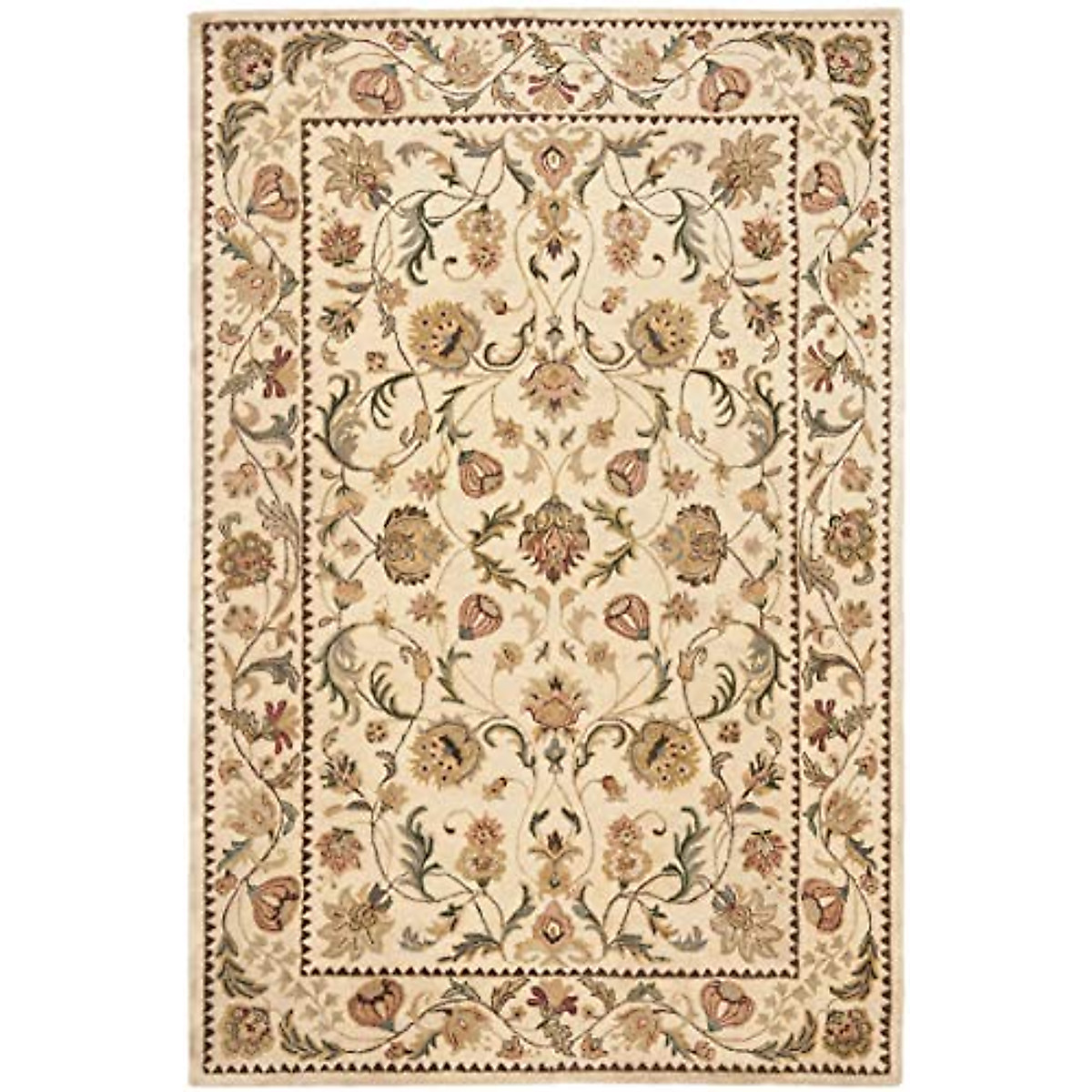 SAFAVIEH Bergama Collection 6' x 9' Ivory / Ivory BRG161B Handmade Oriental Premium Wool Area Rug