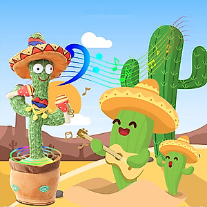 Dancing and Singing Cactus Toy，Repeat What You Said and Emit Colored Lights Cactus Toy，USB Charging, Sing 120 Songs, Fun Toy Gifts for Boys and Girls (Green)