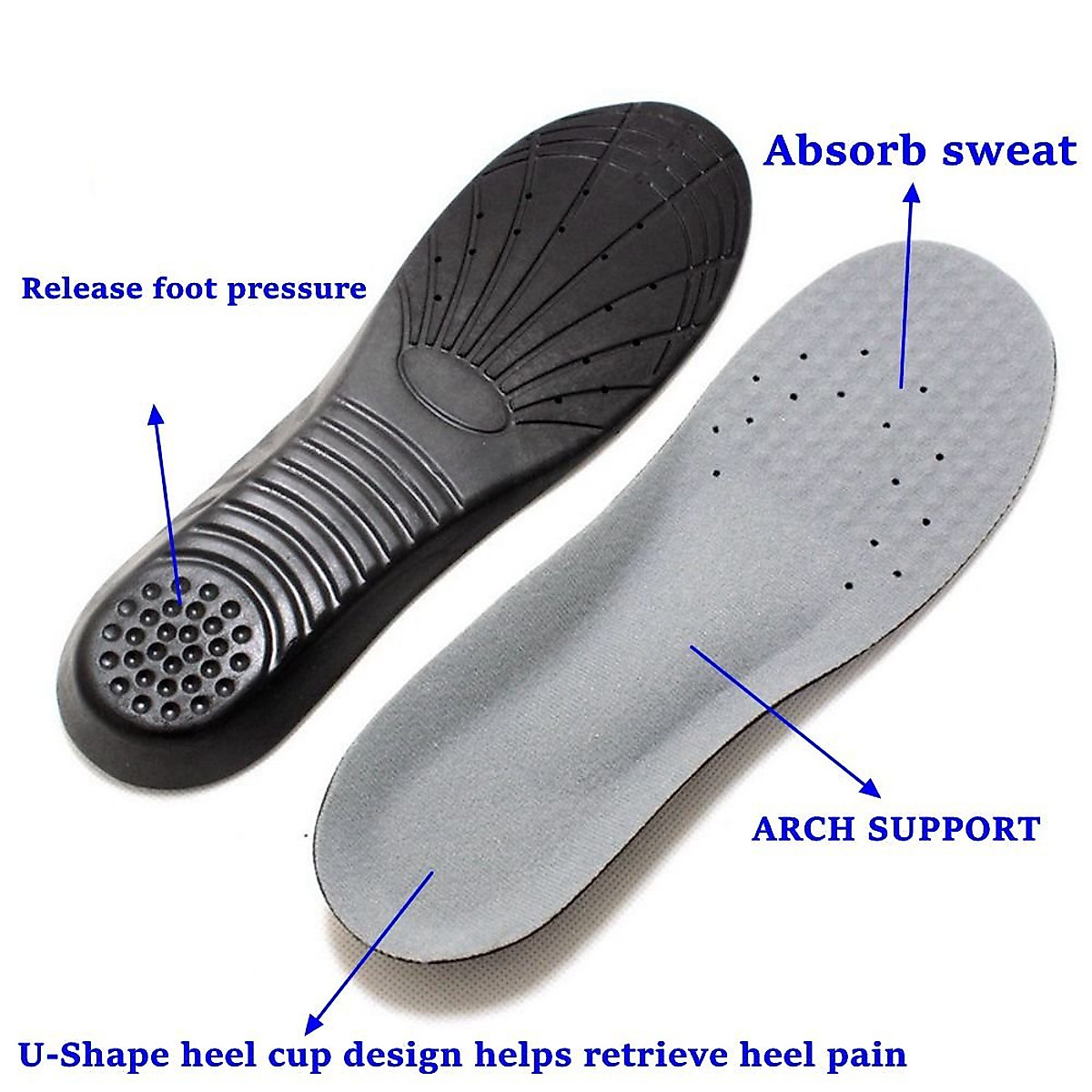 Shoe Insoles, Memory Foam Insoles, Providing Excellent Shock Absorption and Cushioning for Feet Relief, Comfortable Insoles for Men and Women for Everyday Use, M [US M: 6-9/W: 7-11] Black