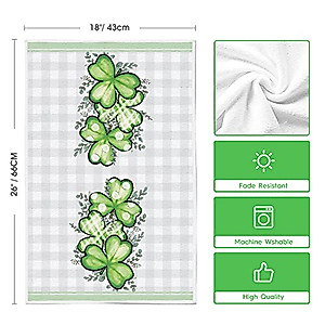 Artoid Mode Buffalo Plaid Kisses Wishes Shamrock St Patrick's Day Kitchen Towels Dish Towels, 18x26 Inch Seasonal Eucalyptus Leaves Decor Hand Towels Set of 4