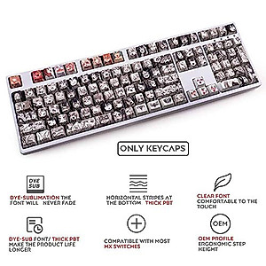 Gliging Anime Keycaps 108 PBT Dye Sublimation OEM Profile Japanese Anime Keycap for 61/87/104/108 Cherry Mx Gateron Kailh Switch Mechanical Keyboard